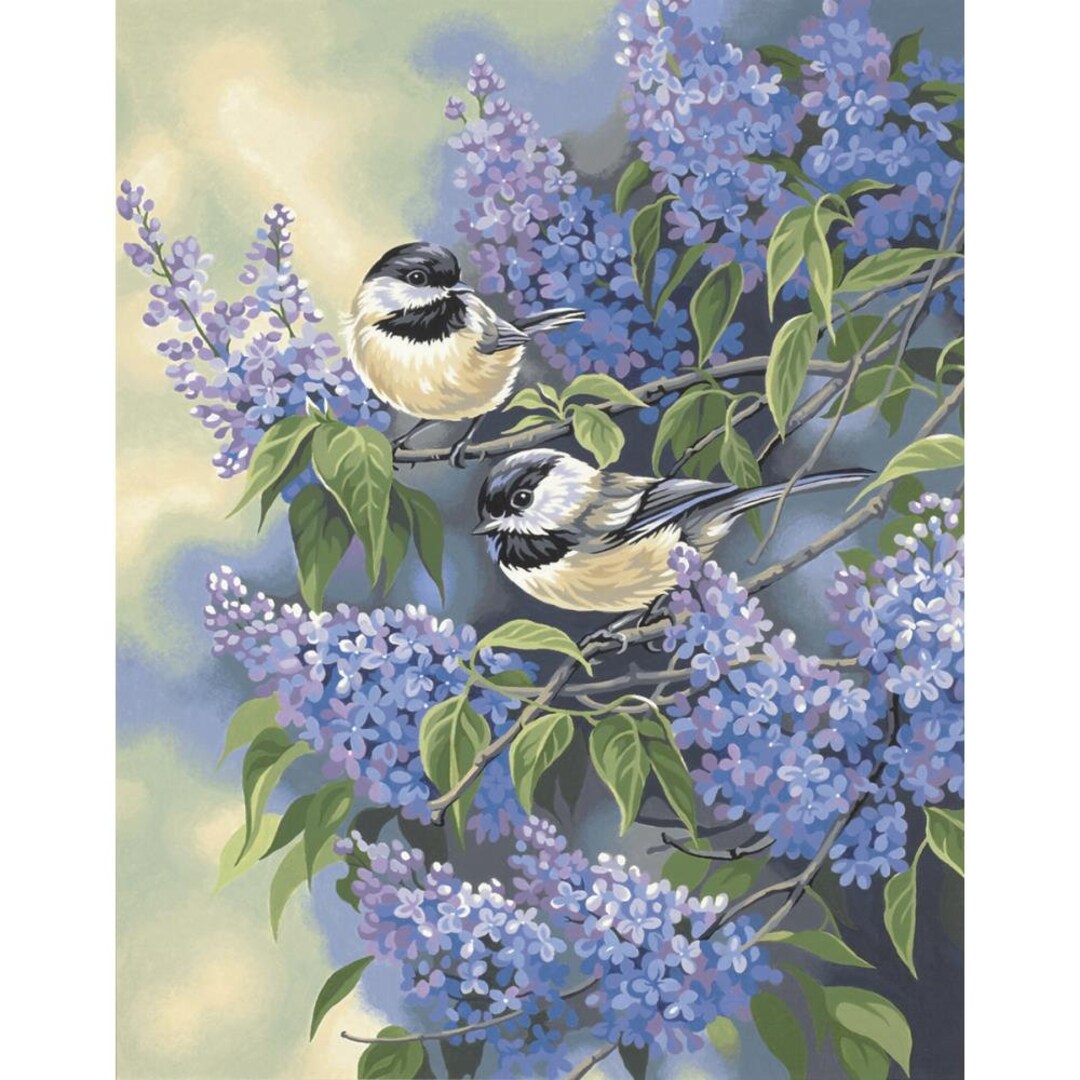 PAINTWORKS Dimensions Paint by Number Kit CHICKADEES and LILACS 11 X 14 ...