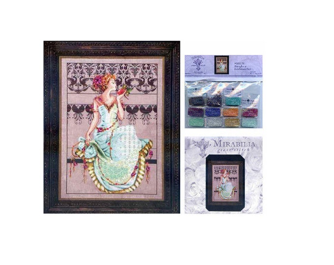 MIRABILIA Cross Stitch PATTERN & EMBELLISHMENT Pack Moon Flowers MD137 ...