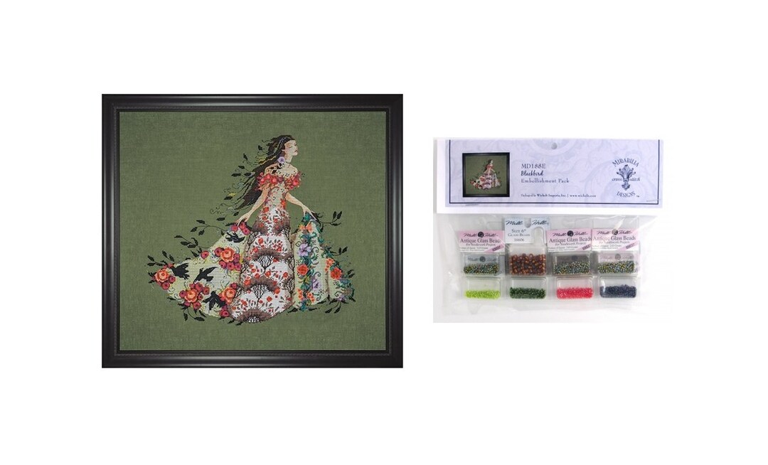 MIRABILIA Cross Stitch PATTERN & EMBELLISHMENT Pack Blackbird MD188 - Etsy