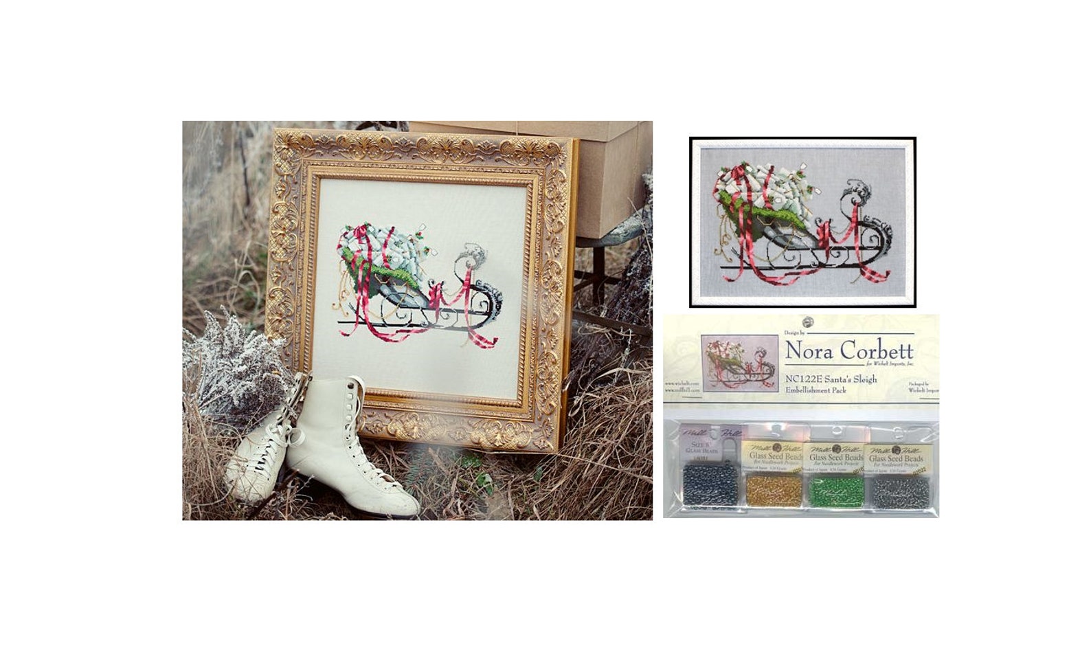 Nora Corbett MIRABILIA Cross Stitch PATTERN & EMBELLISHMENT Pack Santa ...
