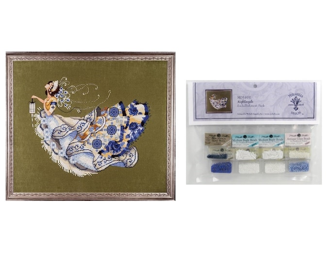 MIRABILIA Cross Stitch PATTERN & EMBELLISHMENT Pack Raven Queen MD139 ...