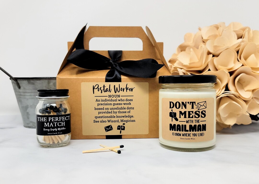 Gift for Mailman Gift for Postal Worker Soy Candle Gift Set Gift for ...