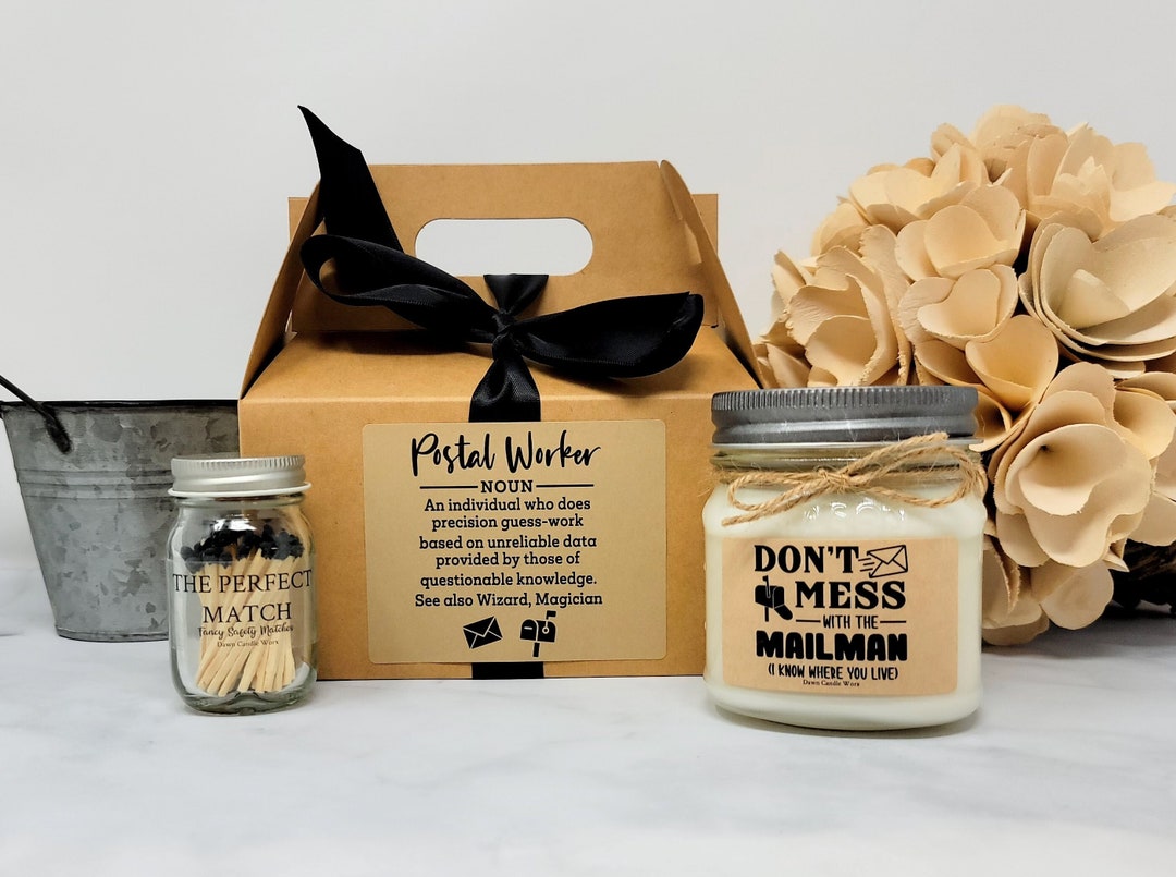 Gift for Mailman Gift for Postal Worker Soy Candle Gift Set Gift for ...