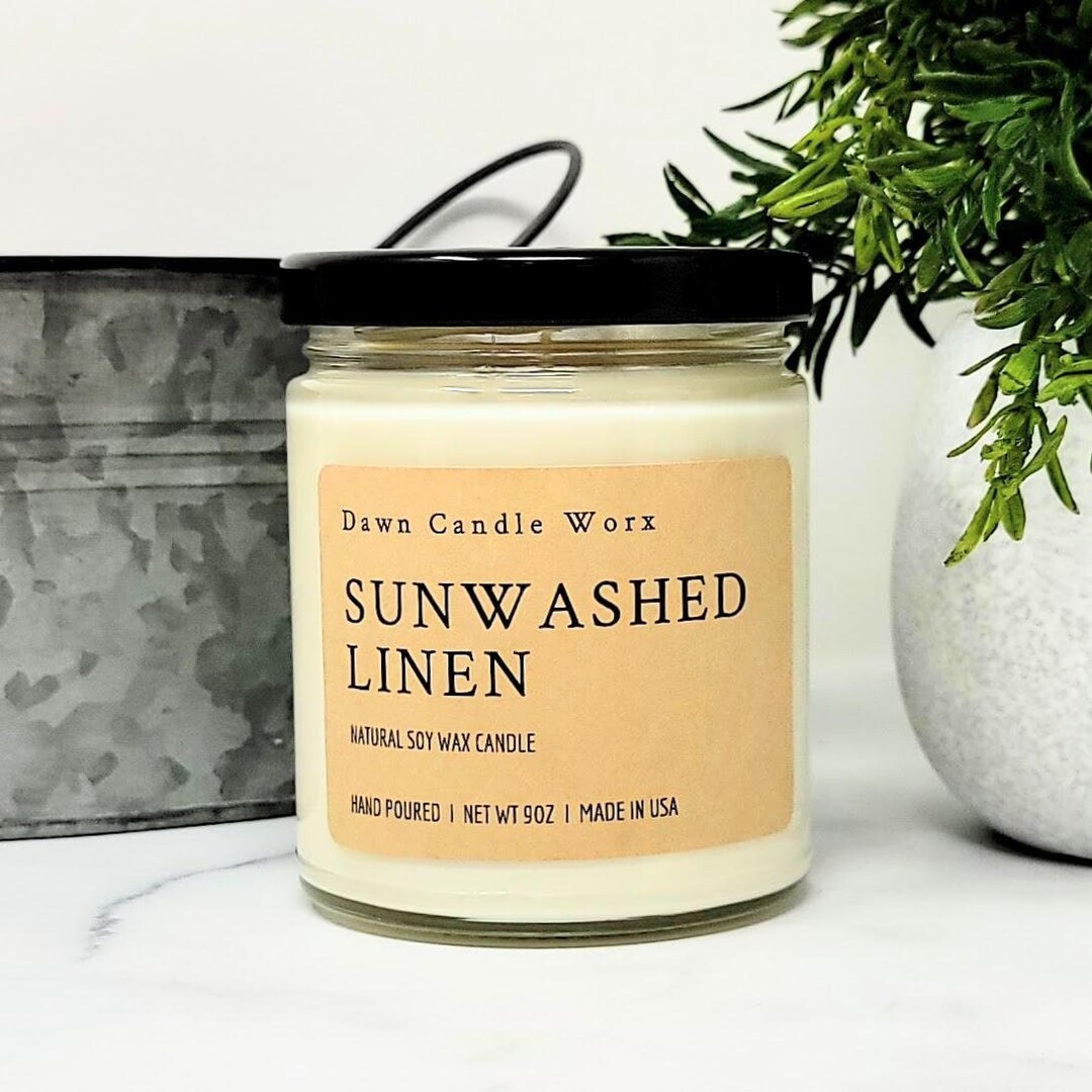 Sunwashed Linen Soy Candle - Housewarming Gift - Fresh Laundry Candle ...