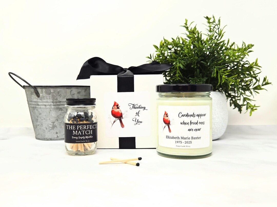 Cardinals Appear Memorial Candle, Sympathy Gift, Condolence Gift Box ...