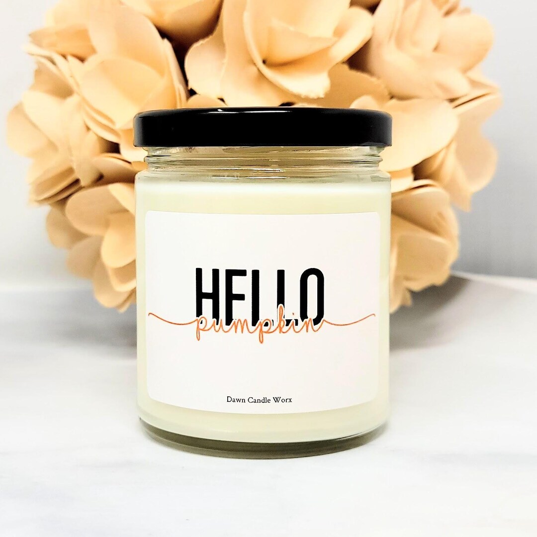 Hello Fall - Pumpkin Fall Candle - Soy Candle - Fall Decor - Halloween ...