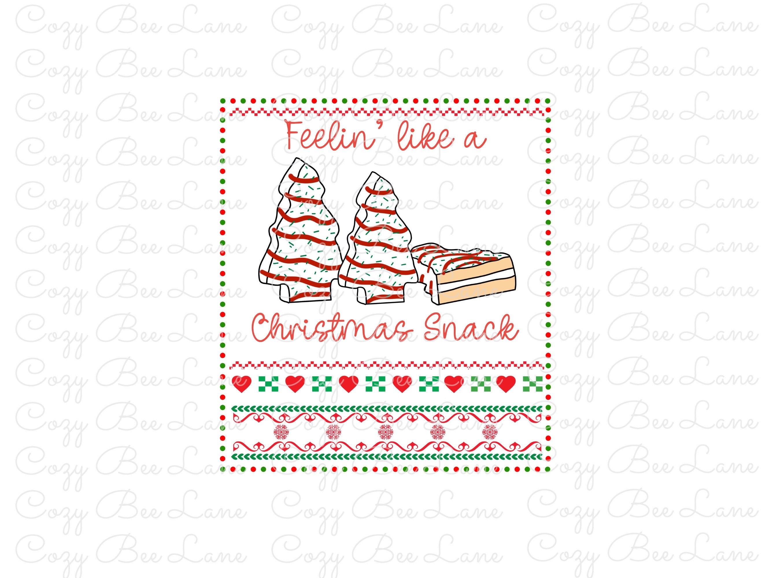 Feelin Like a Snack Christmas Tree Cake PNG Sublimation Design - Etsy