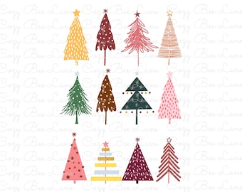 Boho Christmas Trees PNG File for Sublimation Design | Digital Download ...