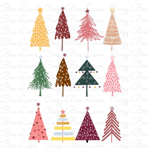 Boho Christmas Trees PNG File for Sublimation Design Digital - Etsy