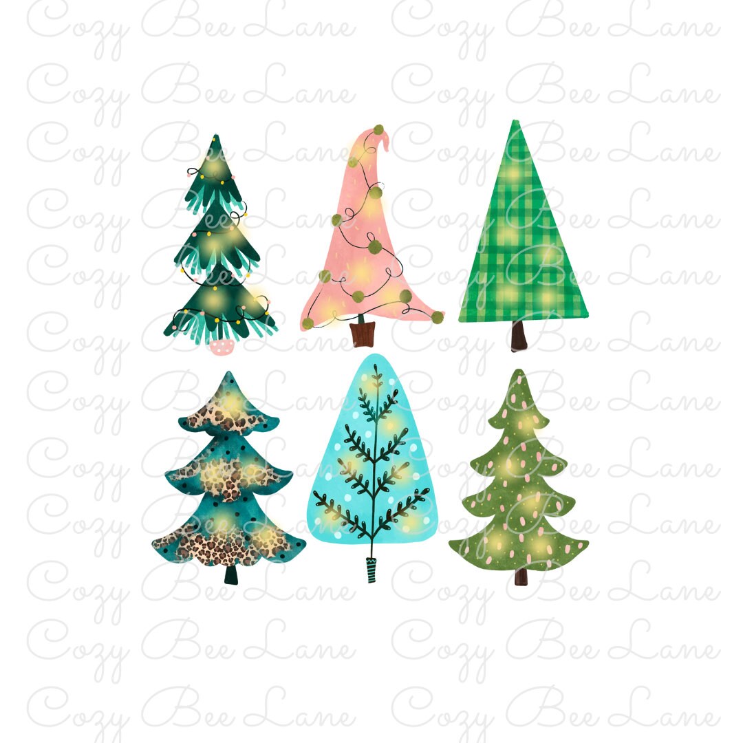Boho Christmas Trees PNG File for Sublimation Design | Digital Download ...