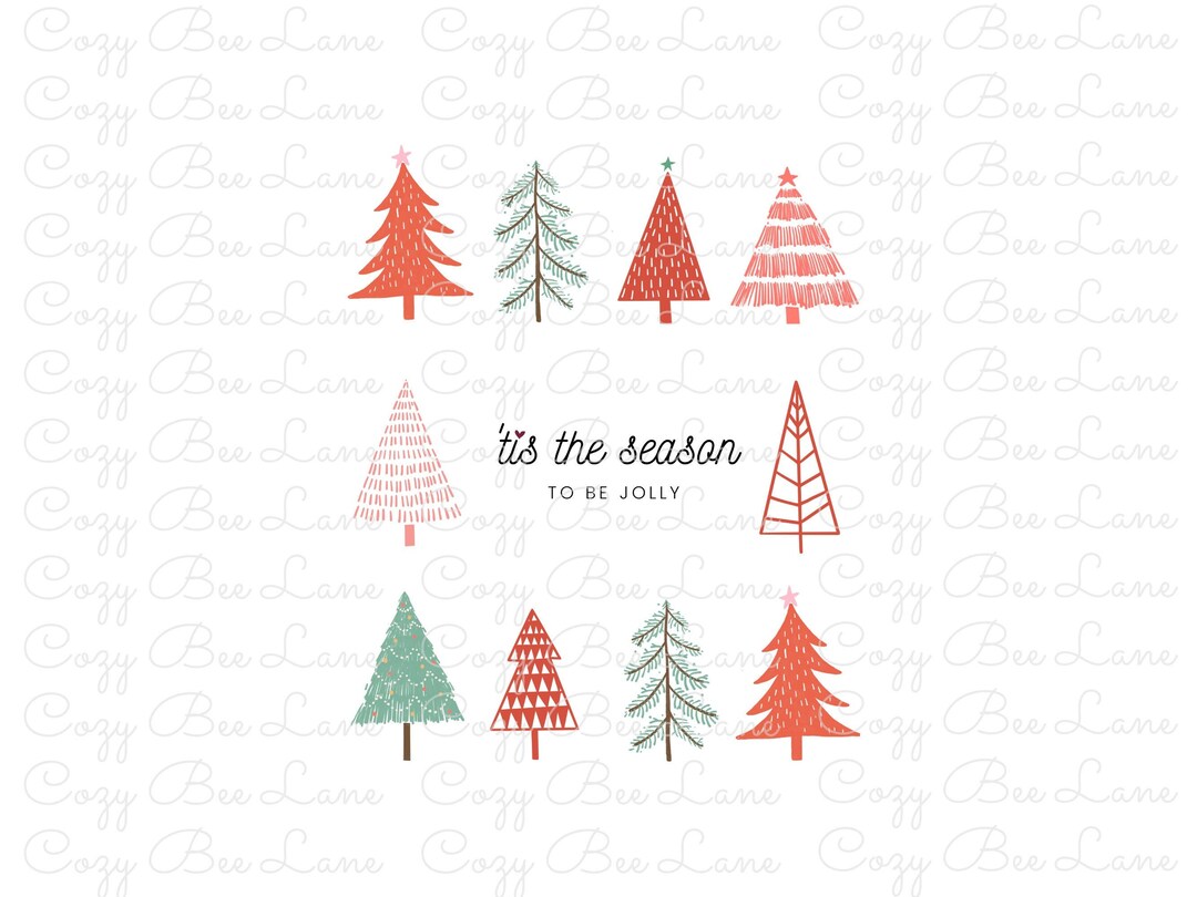 Boho Christmas Trees PNG File for Sublimation Design | Digital Download ...