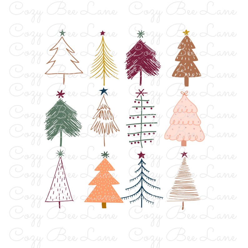 Boho Christmas Trees PNG File for Sublimation Design Digital - Etsy