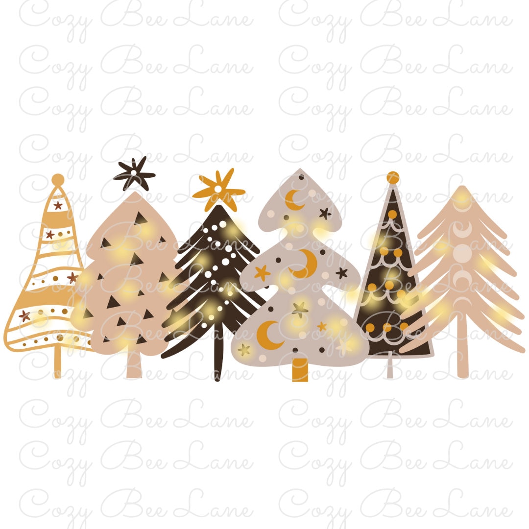 Boho Christmas Trees PNG File for Sublimation Design | Digital Download ...
