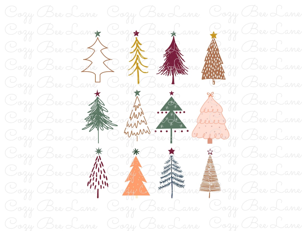 Boho Christmas Trees PNG File for Sublimation Design | Digital Download ...