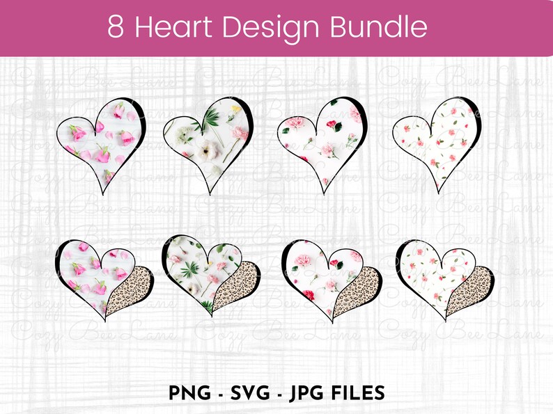 Floral Heart Svg Bundle Heart Svg Hand Drawn Heart Svg - Etsy