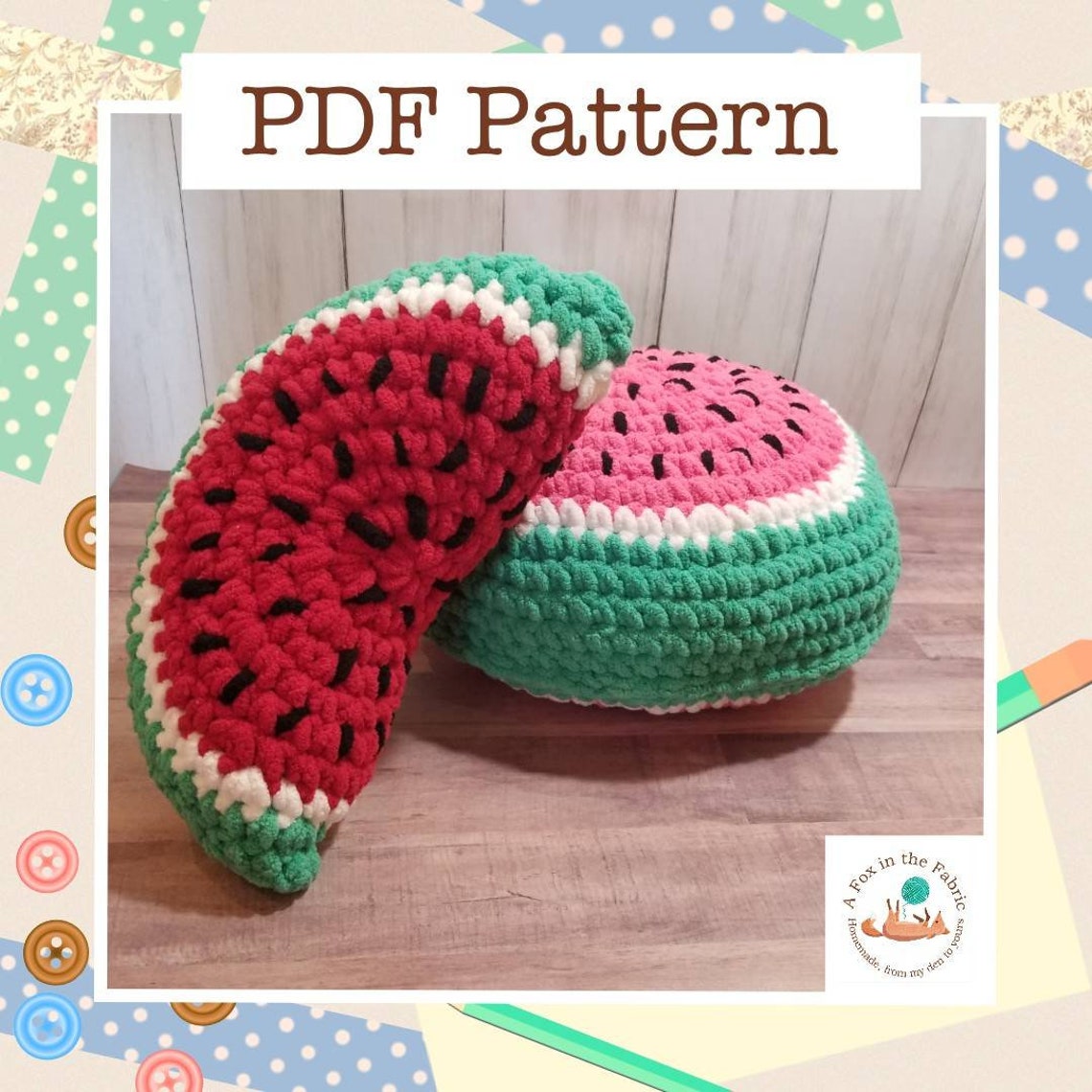 Watermelon Wedge Pillow Crochet Pattern Fruit Wedge Pillow - Etsy