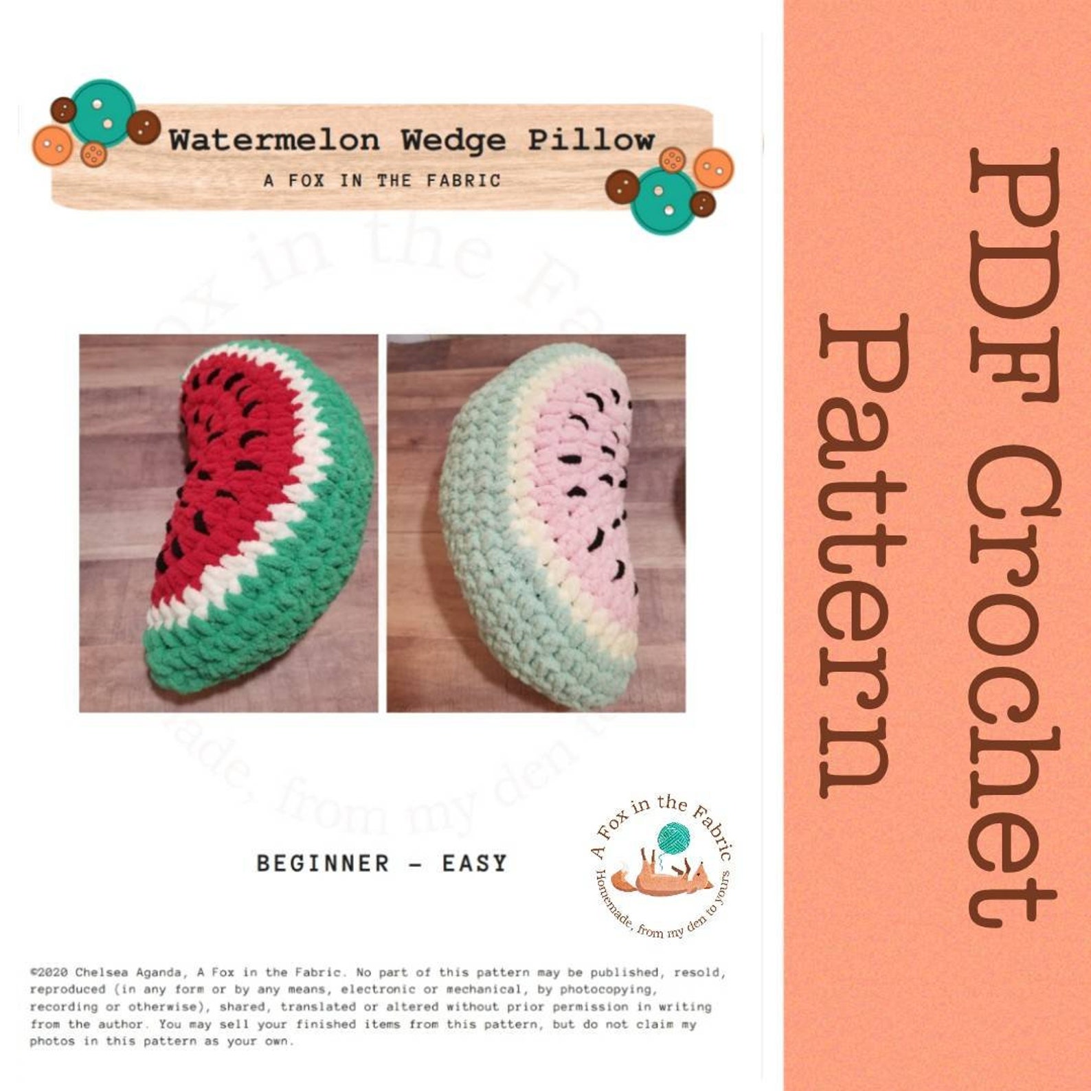 Watermelon Wedge Pillow Crochet Pattern, Fruit Wedge Pillow Pattern ...