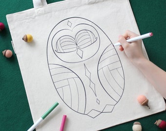 Bird Organic Tote Bag / Coloring Kit / Markers Included / Kids - Etsy