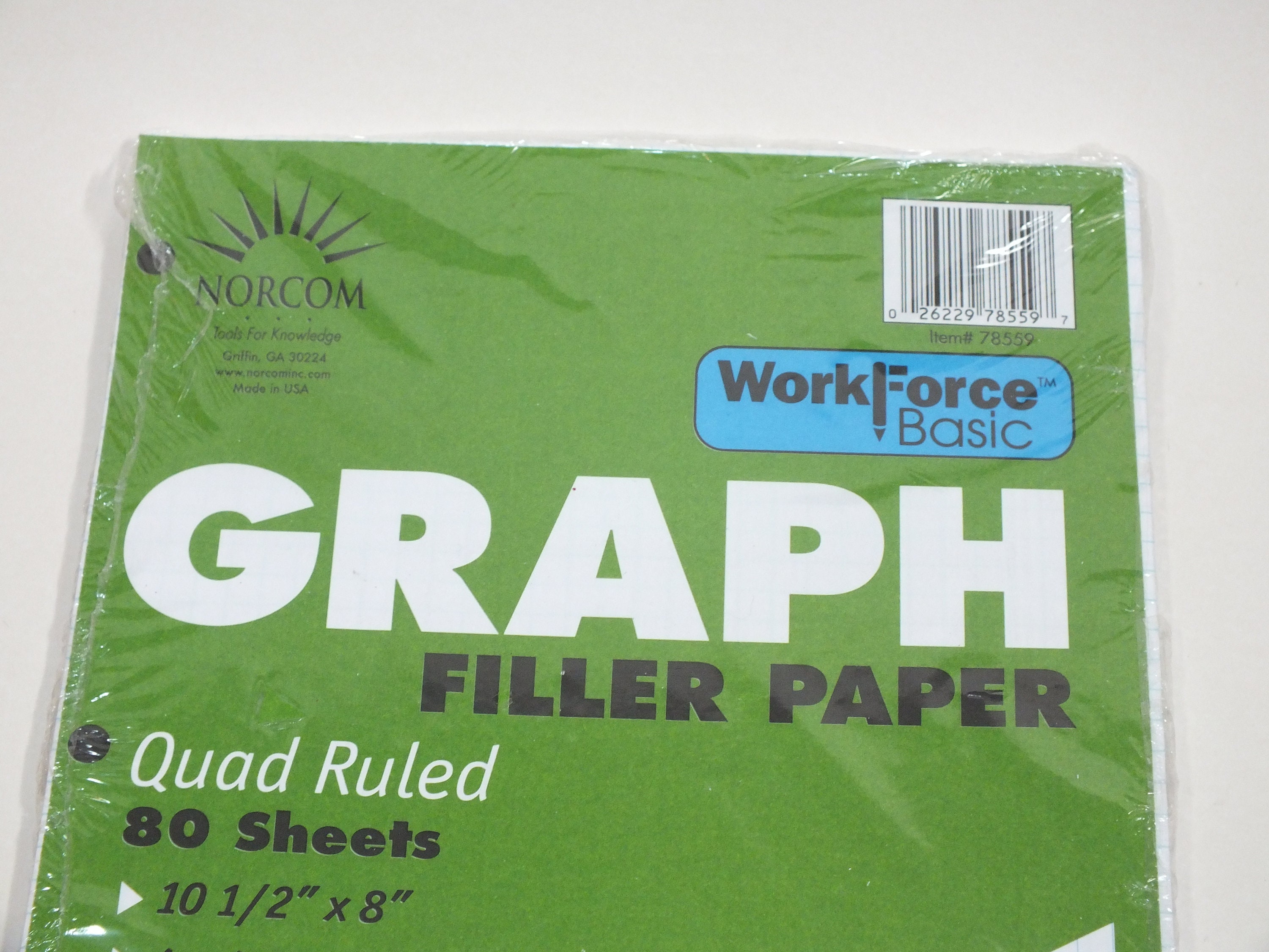 Vintage Graph Filler Paper by Norcom Quad Ruled 80 Sheets 3 Hole ...