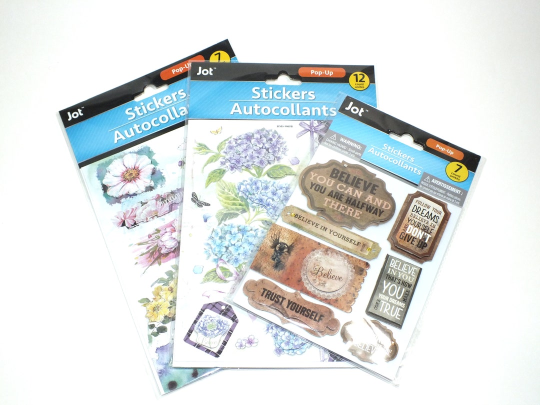 Jot Stickers 3 Packs of Pop-up Stickers Purple Flowers Inspirational ...