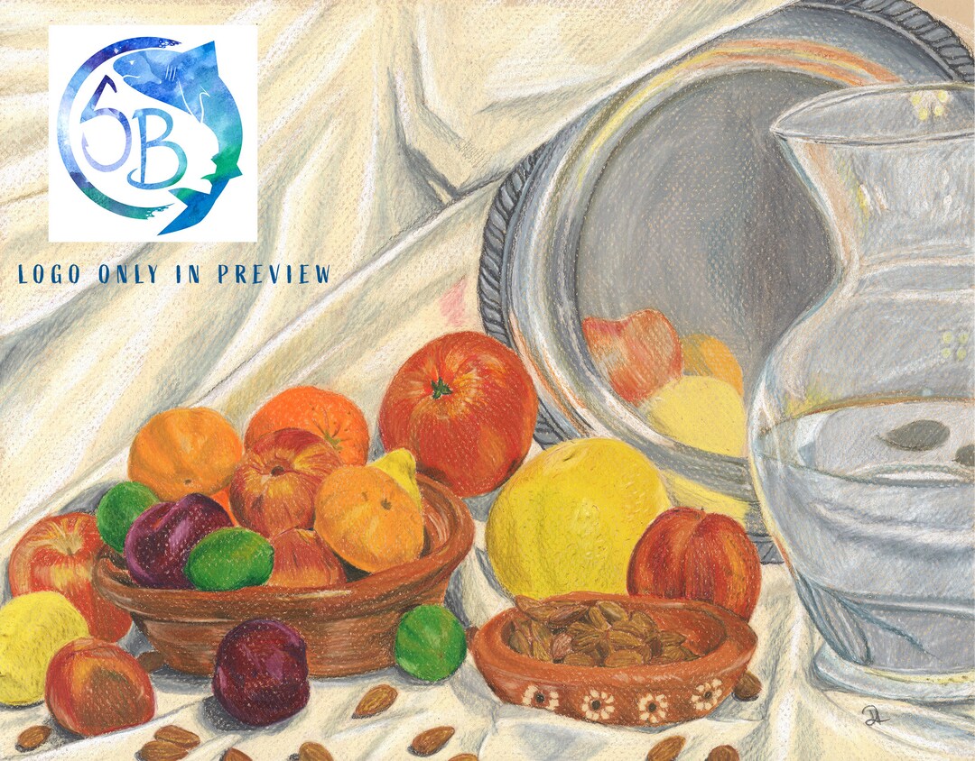 Instant Download Printable Art – Still Life of Fruit and Nuts, Color ...