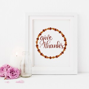 Give Thanks Sign, Thanksgiving Printable, Calligraphy Print, Apartment ...
