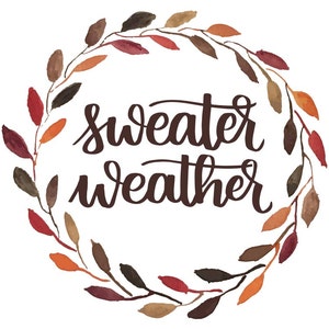 Sweater Weather, Fall Print, Autumn Wreath, Fall Decorations ...