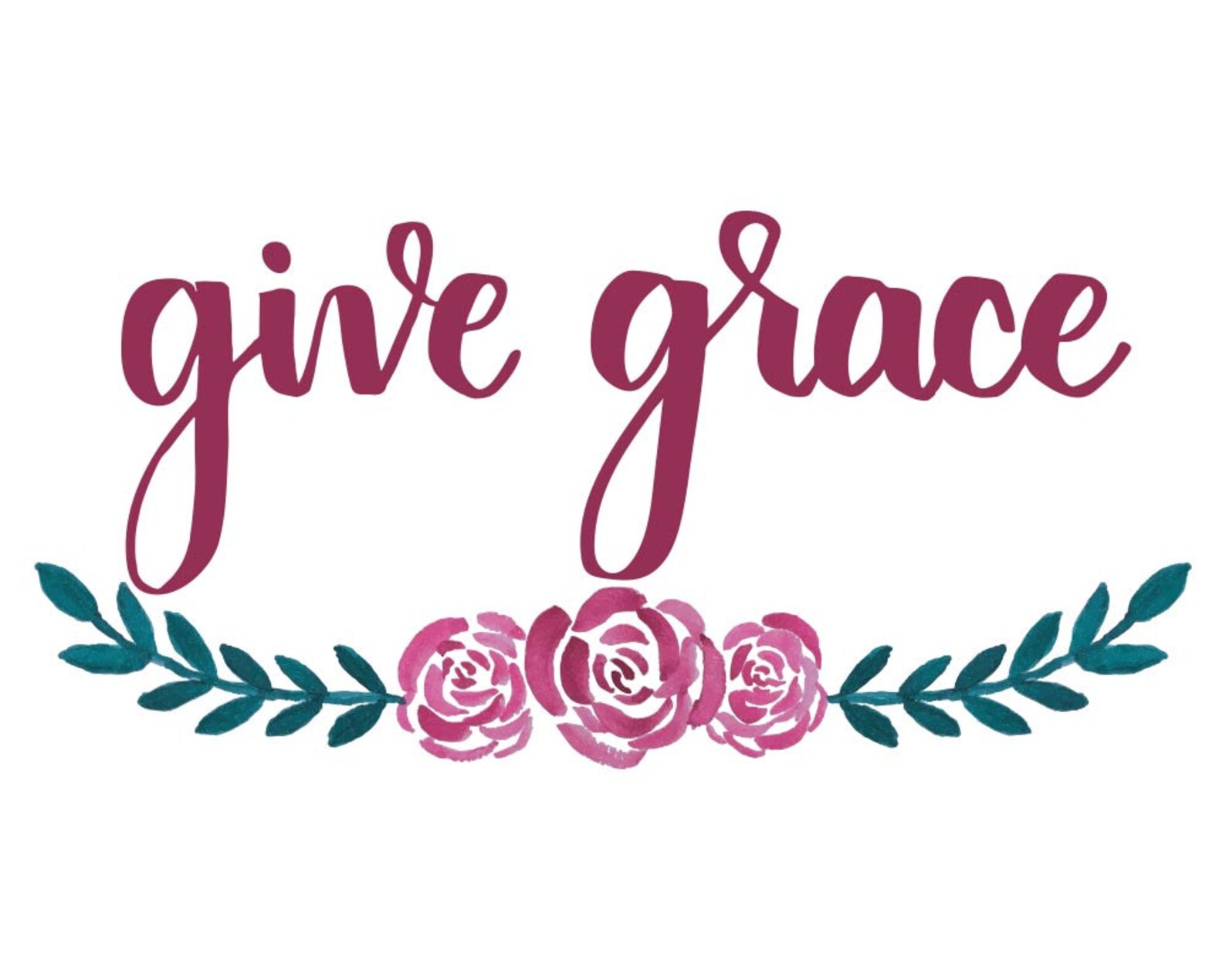 Give Grace Print Floral Wall Art Inspirational Quote Wall - Etsy