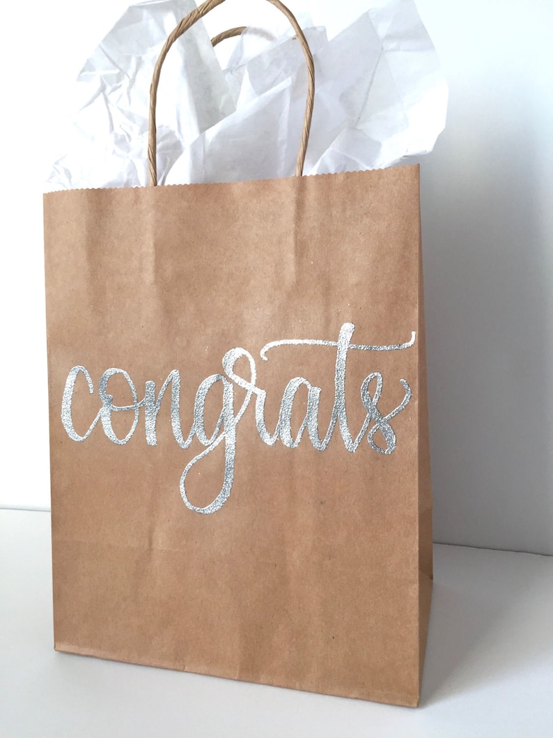 Congrats Gift Bag Congratulations Gift Hand Lettered Gift - Etsy