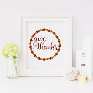 Give Thanks Sign, Thanksgiving Printable, Calligraphy Print, Apartment ...