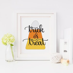 Trick or Treat, Halloween Print, Candy Corn Decor, Party Decor ...