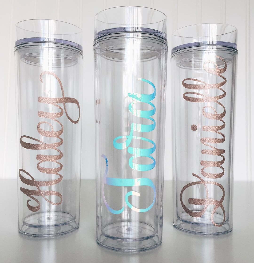 Personalized Name Tumbler, Hand Lettered Skinny Tumbler With Straw ...