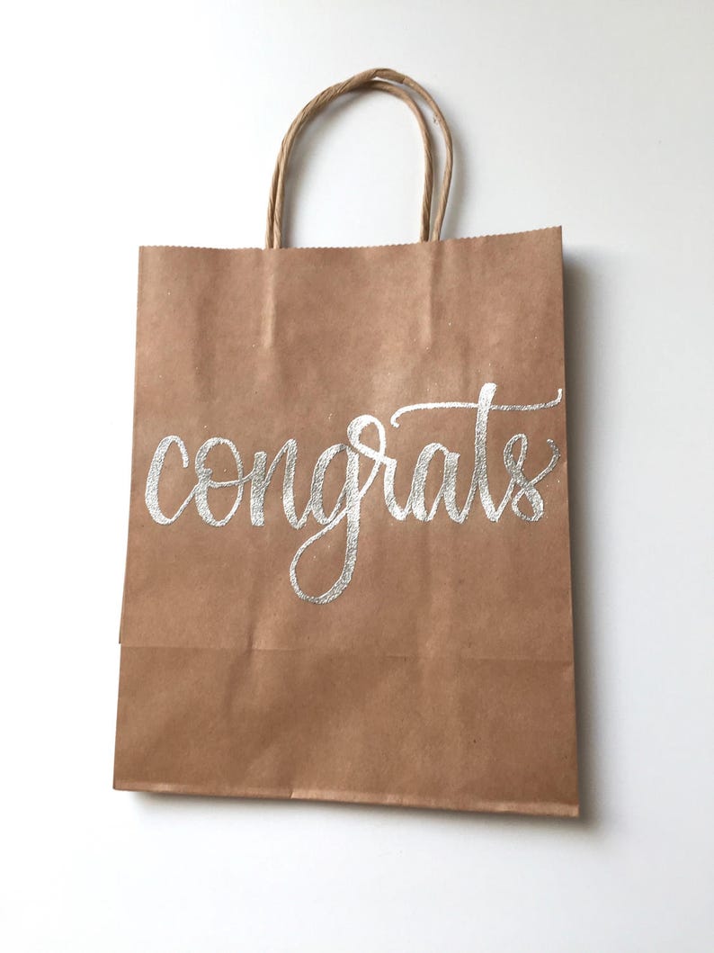 Congrats Gift Bag, Congratulations Gift, Hand Lettered Gift Bag ...