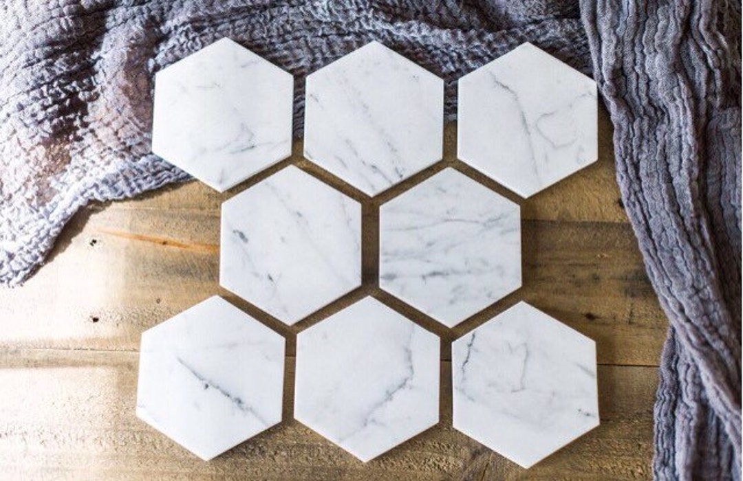 Eight Marble Hexagon Coasters | Set of 8 - Etsy