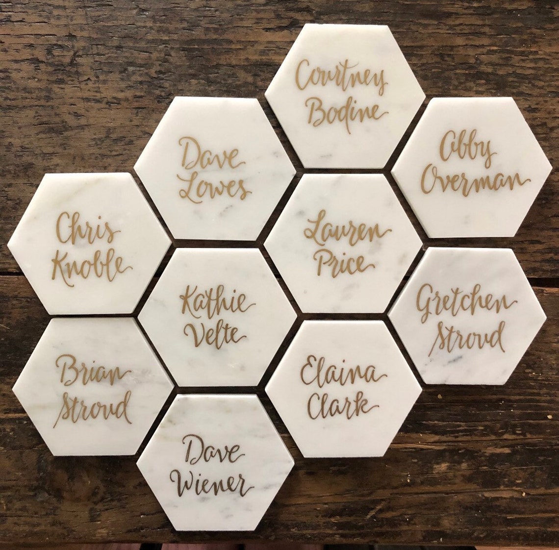 Marble Hexagon Tile Place Cards // Table Numbers // Escort - Etsy