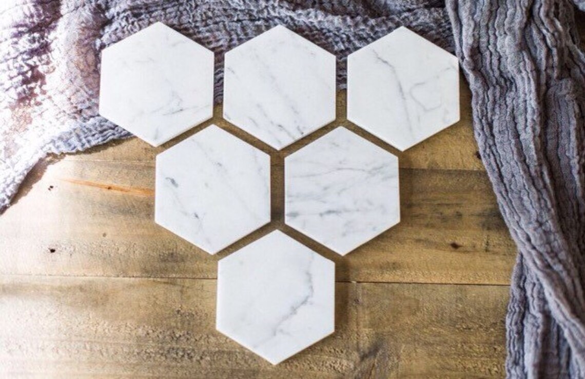 SIX Marble Hexagon Coasters FREE SHIPPING Set of 6 - Etsy