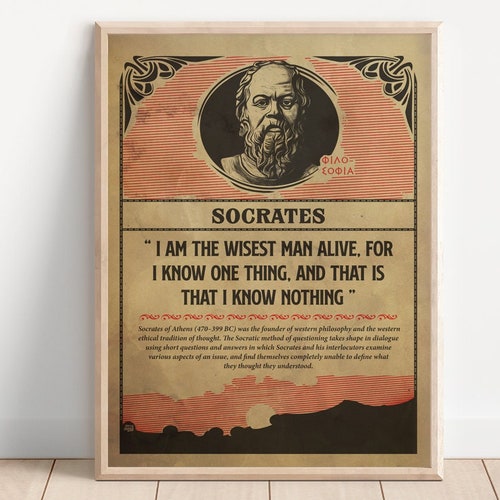 Socrates Retro Poster Philosophy Wall Art - Etsy