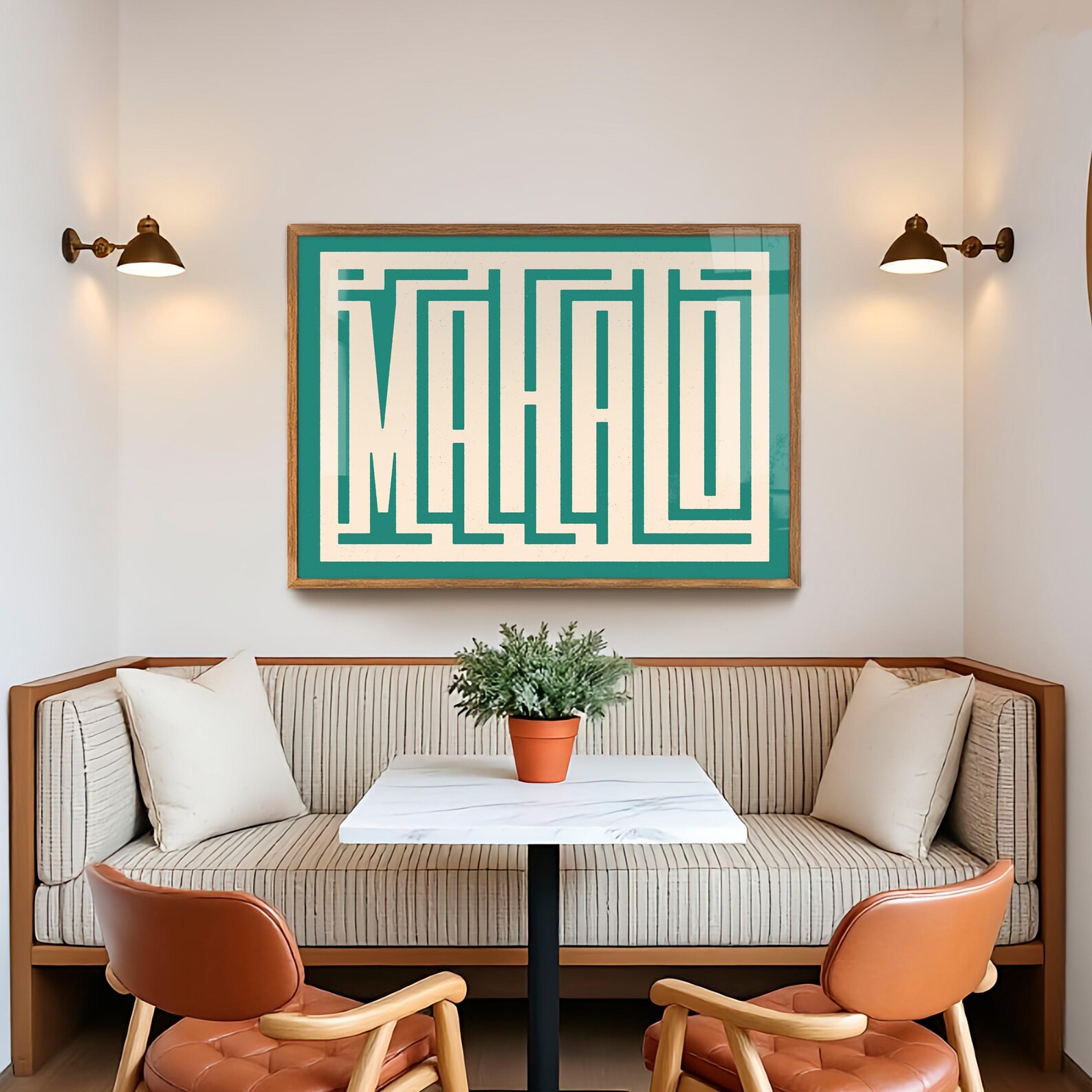 Mahalo Hawaiian Print: Beach House Teal Geometric Coastal Wall Art - Etsy