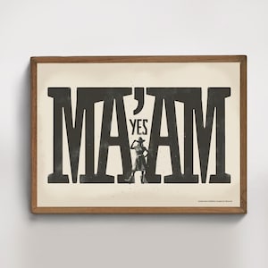Yes Ma'am Poster, Western Typography Art Print, Ranch Decor, Vintage ...