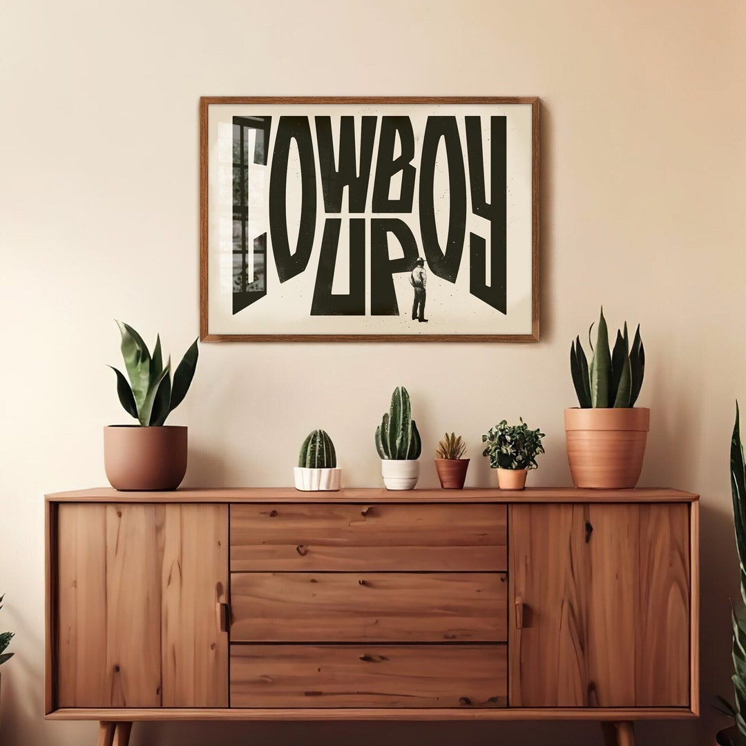 Cowboy up Typography Art Print Western Wall Decor Modern - Etsy