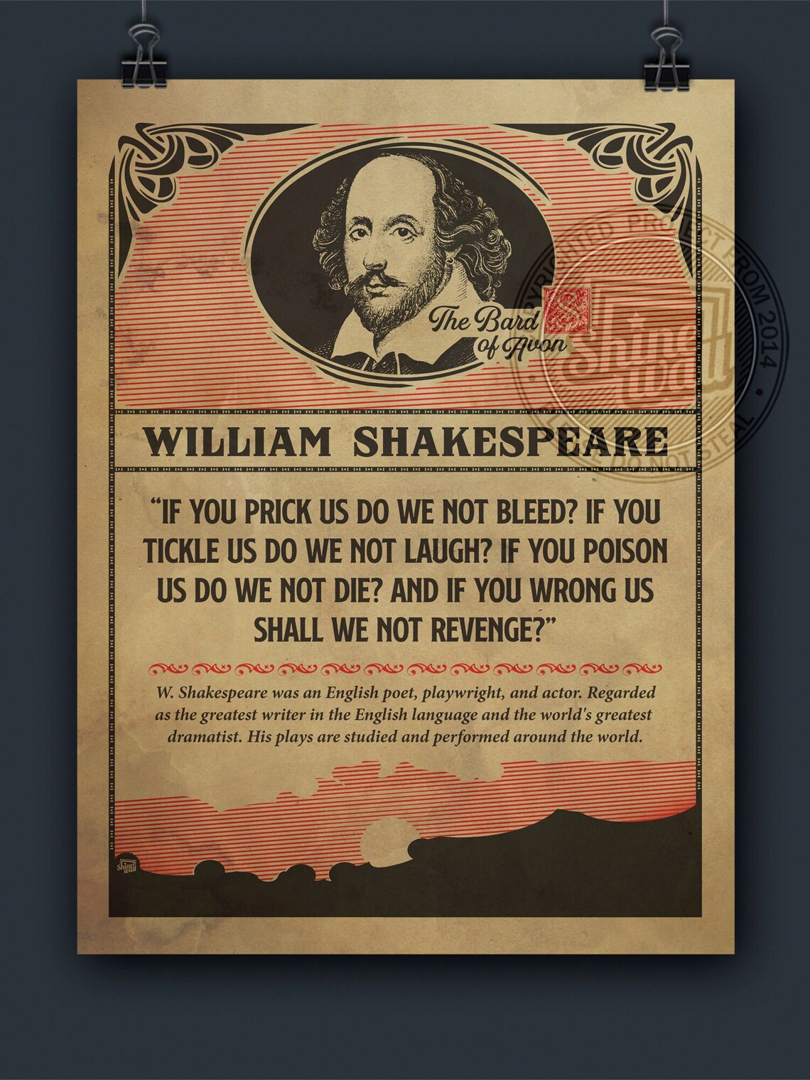 William Shakespeare Retro Quote Poster - Etsy