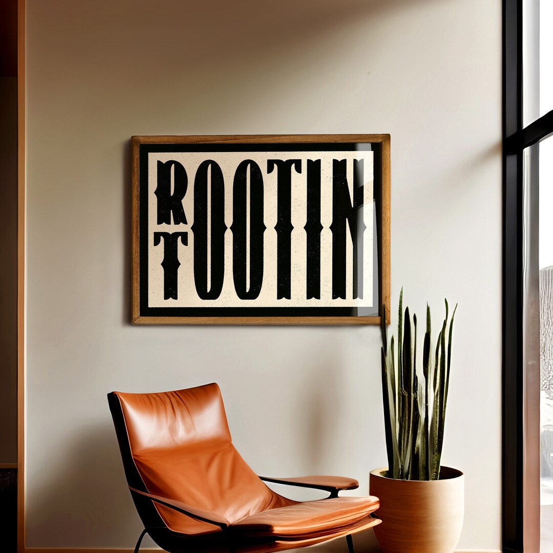 Rootin Tootin Poster, Western Wall Art, Retro Typography Print, Cowboy ...