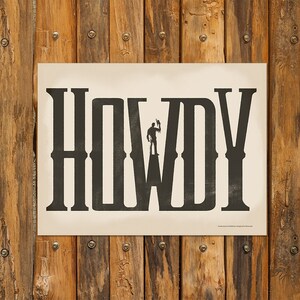Howdy Print, Southwestern Wall Art, Western Typography Art Print ...