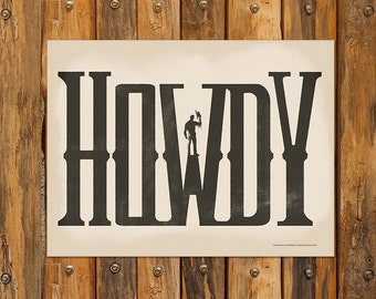 Howdy Typography Art Print Burnt Orange Western Decor - Etsy