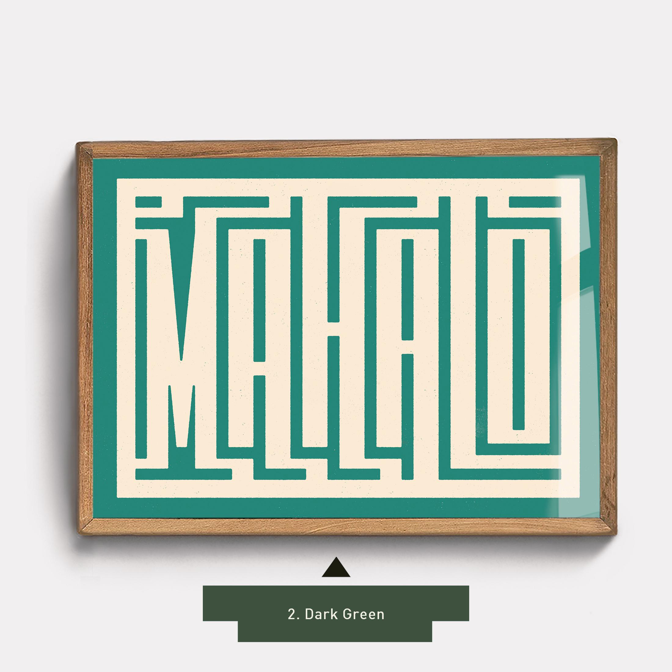 Mahalo Hawaiian Print: Beach House Teal Geometric Coastal Wall Art - Etsy