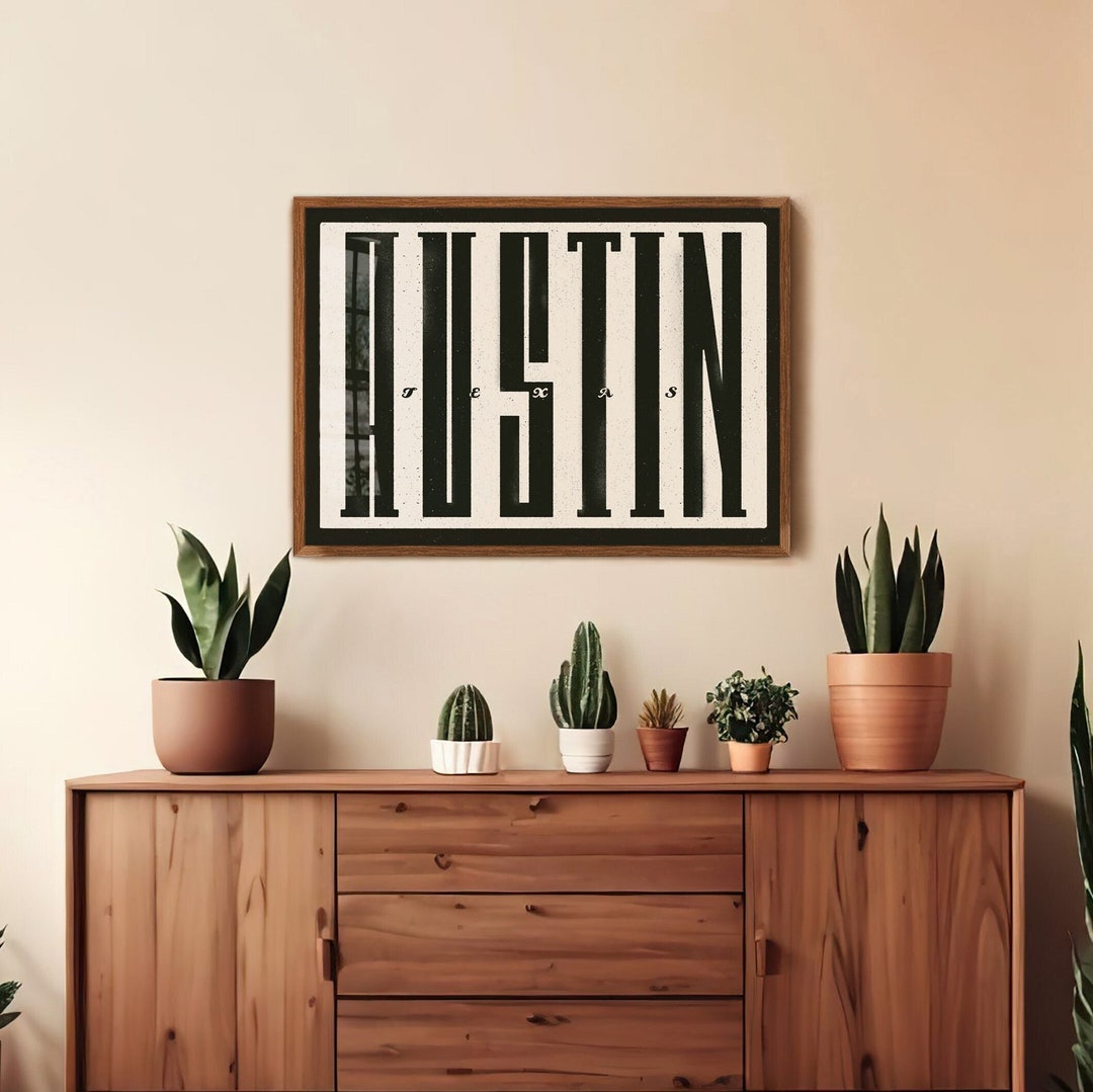 Austin Print, Eclectic Typography Poster, Southwestern Wall Art for a ...