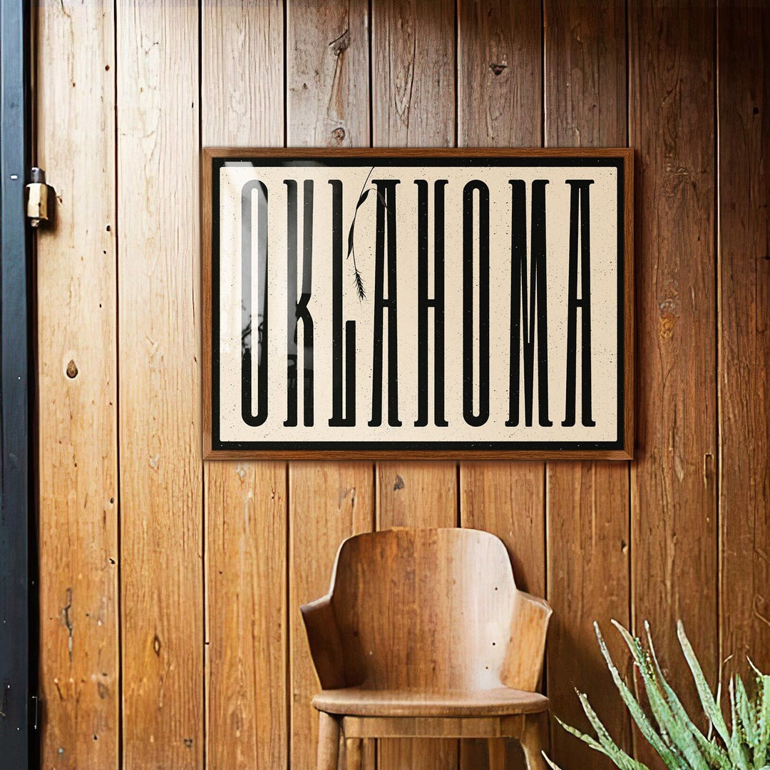 Oklahoma Print, Retro Typography Poster, Southern Wall Art for a Modern ...