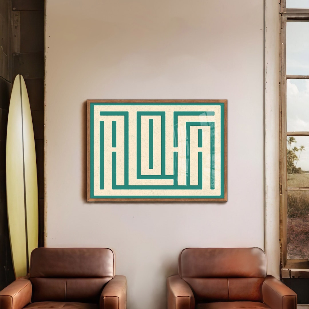 Aloha Print, Coastal Wall Art, Beach House Sign, Tropical Modern Poster ...