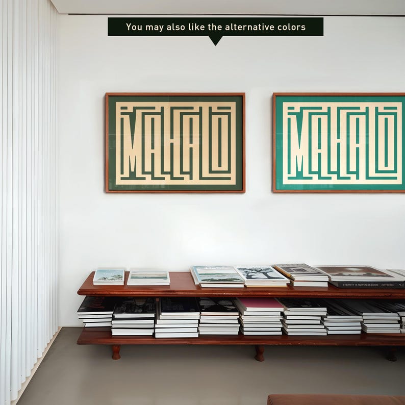 Mahalo Typography Art Print, Hawaiian Wall Art, Coastal Retro Poster ...