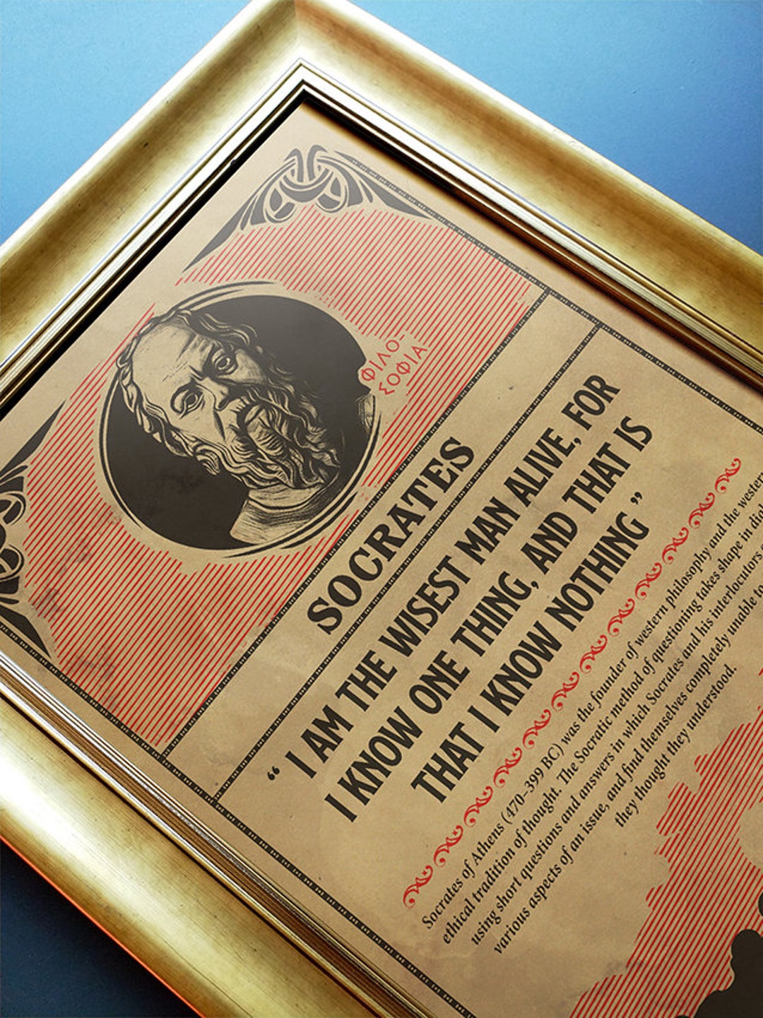 Socrates Vintage Poster, Philosophy Wall Art for Office - Etsy